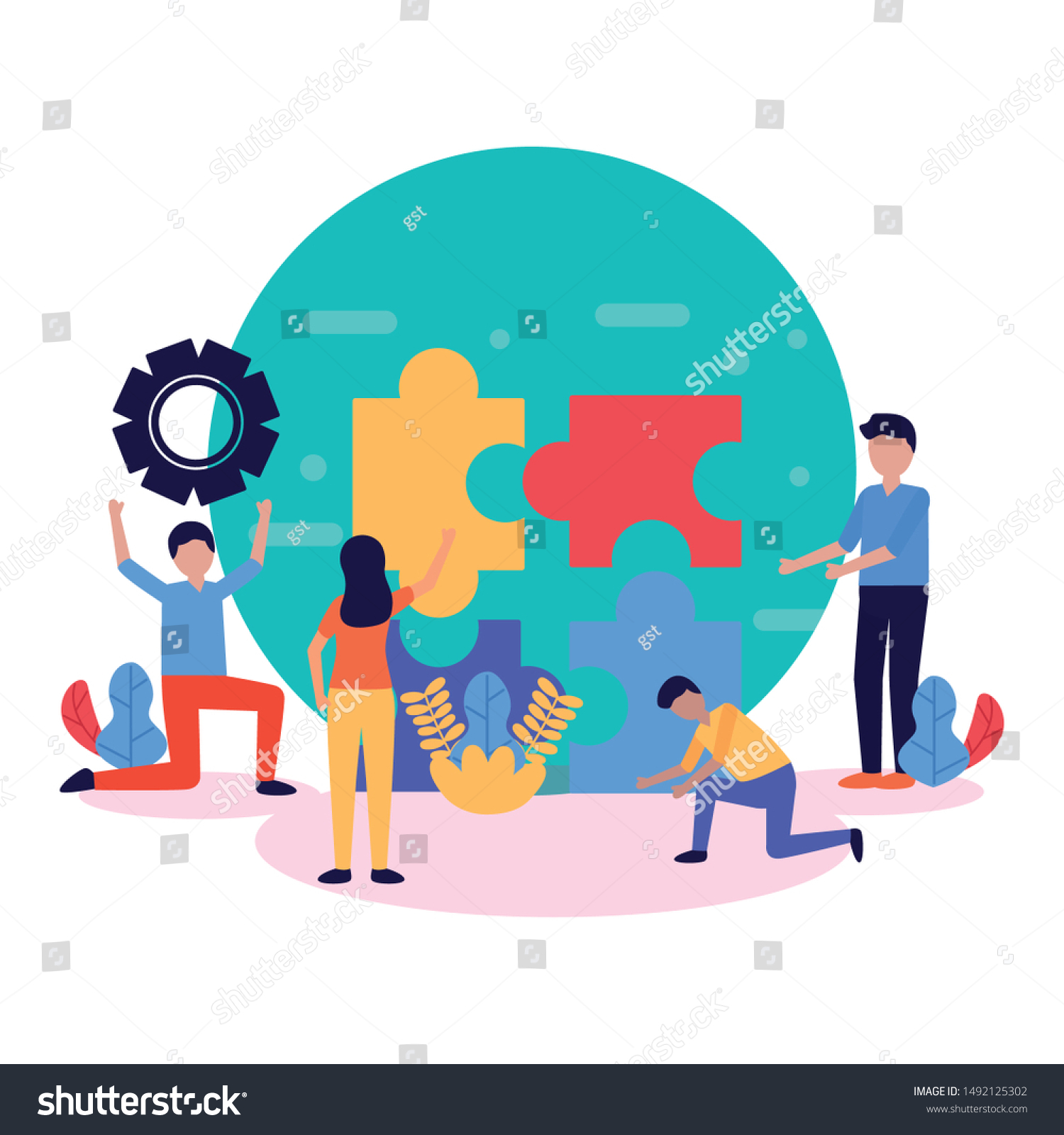 Group People Design Teamwork Support Collaborative: vector de stock ...