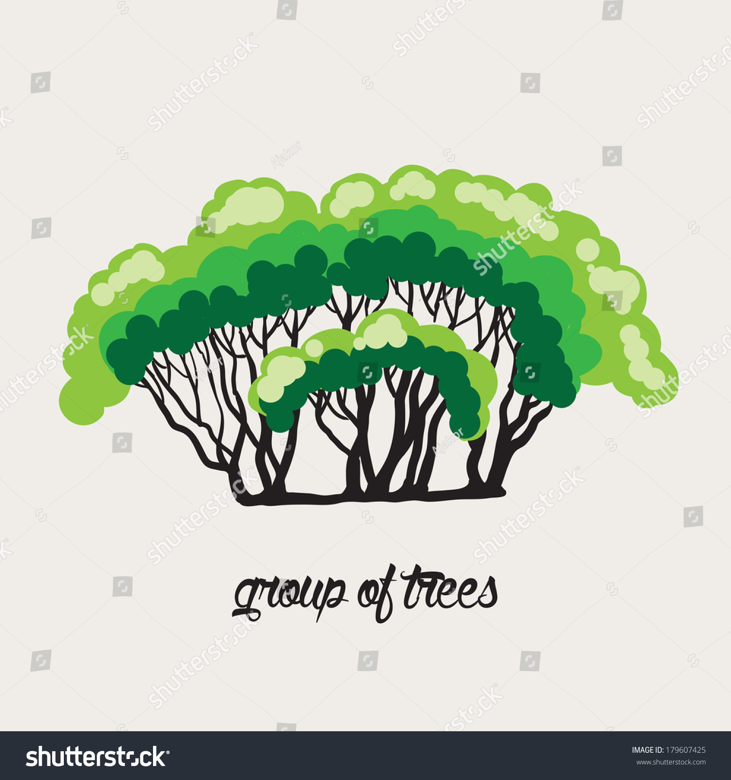 Group Trees Vector Illustration Stock Vector (Royalty Free) 179607425 ...