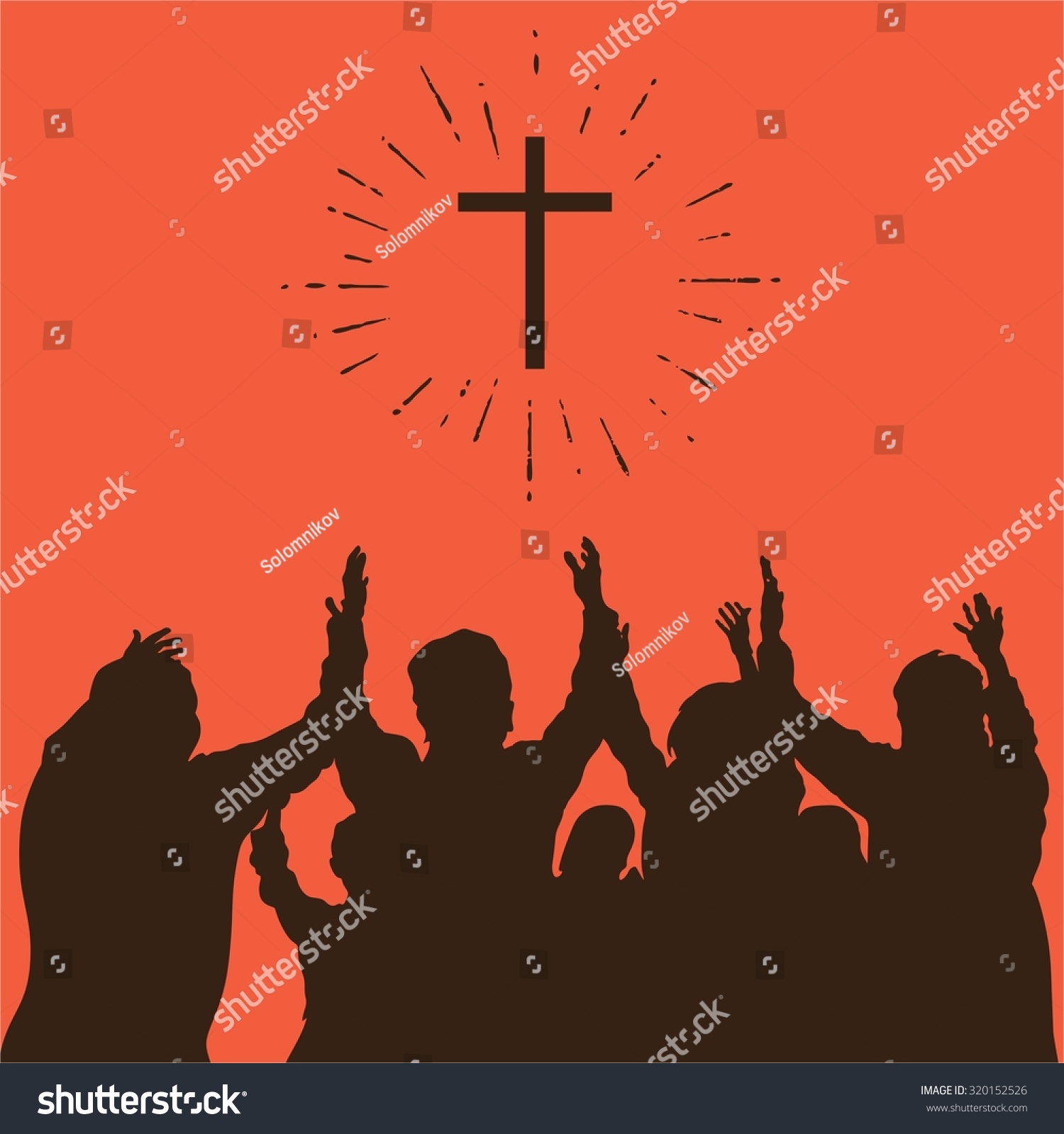 Group Worship Raised Hands Cross Worship Stock Vector (Royalty Free ... Group Worship Raised Hands Cross Worship Stock Vector (Royalty Free ...