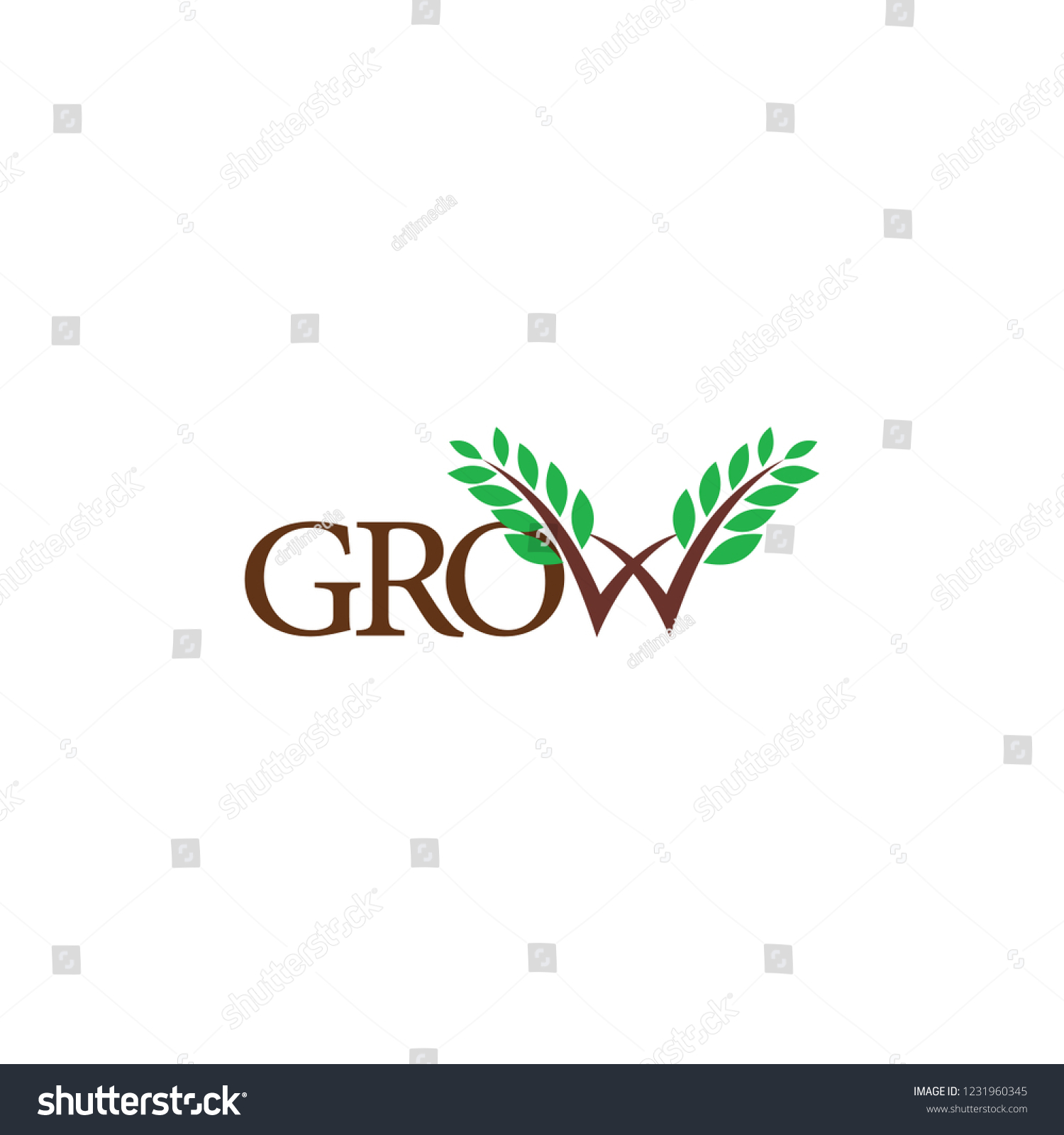Grow Logo Design Stock Vector (Royalty Free) 1231960345