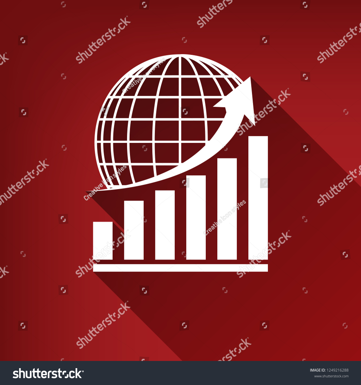 Growing Graph Earth Vector White Icon Stock Vector (Royalty Free ...