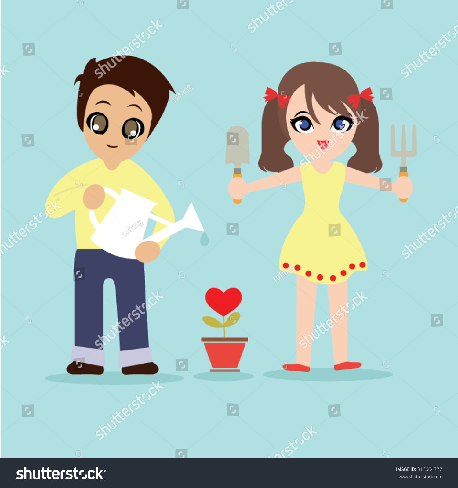 Growing Love Cartoon Vector: vector de stock (libre de regalías ...