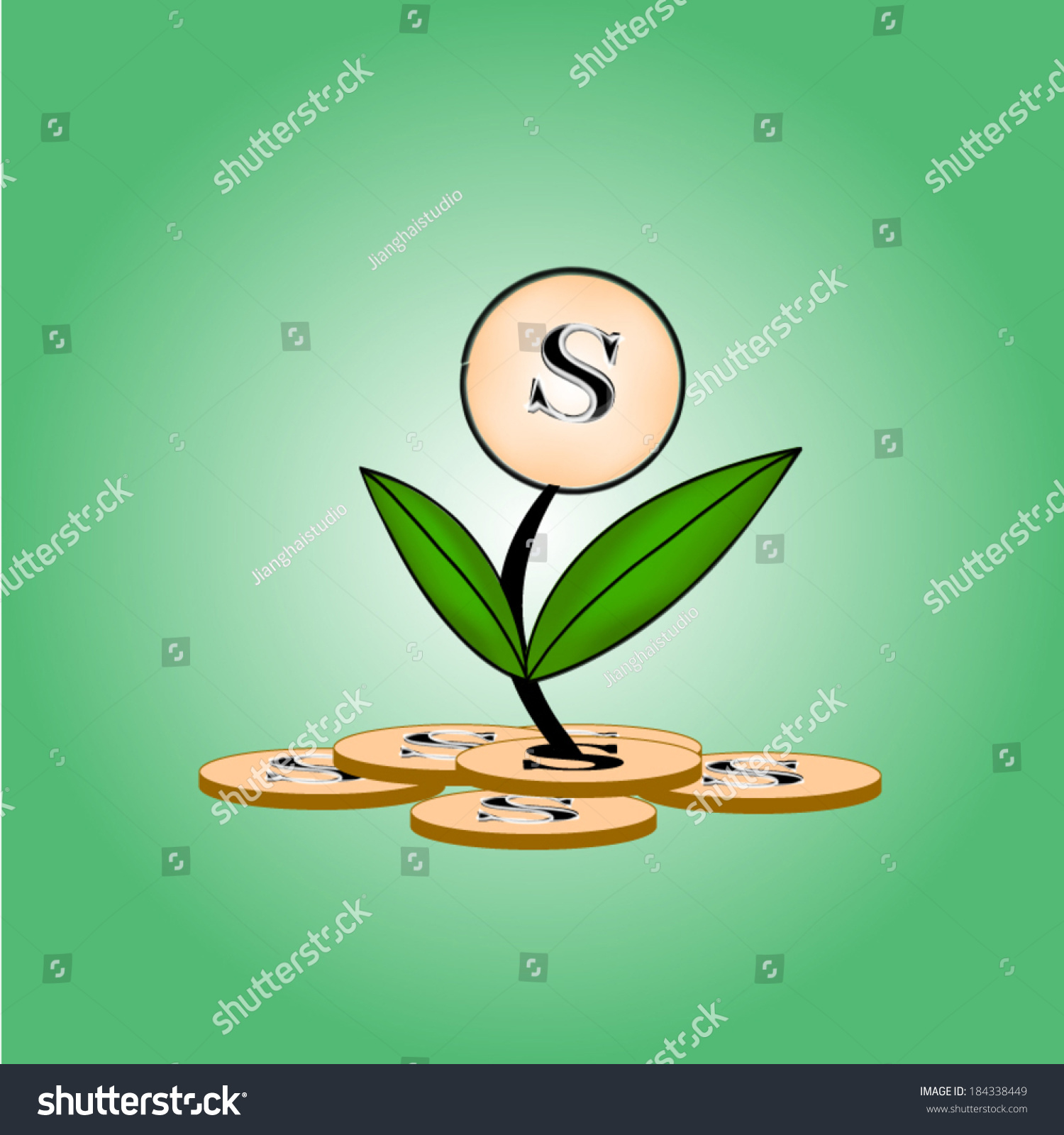 Growing Money Vector Illustration Stock Vector (Royalty Free) 184338449 ...