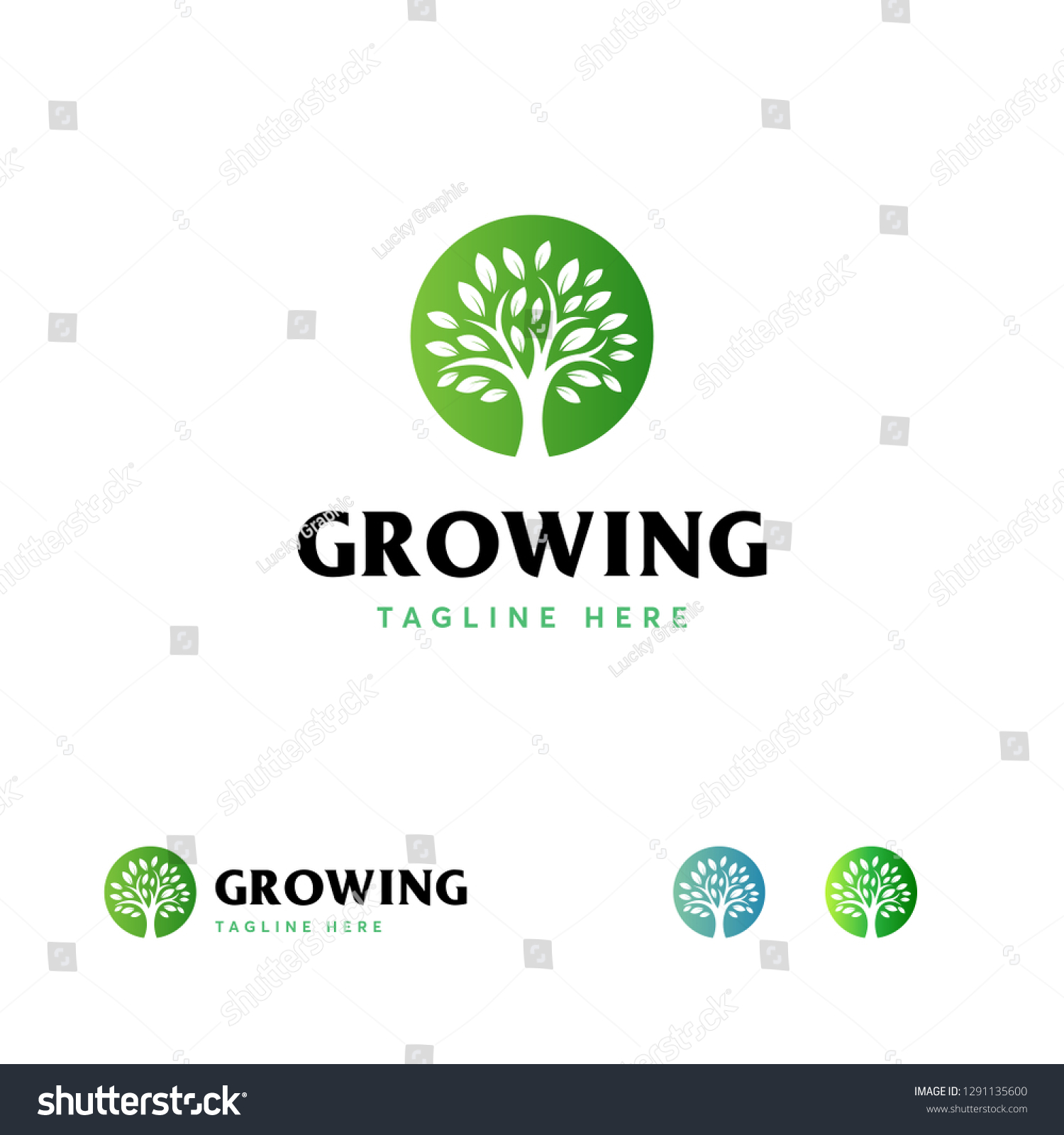 Growing Tree Logo Designs Vector Nature Stock Vector (Royalty Free ...