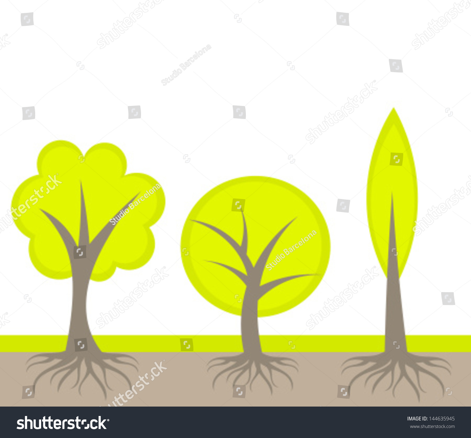 Growing Trees Roots Vector Illustration Stock Vector (Royalty Free ...