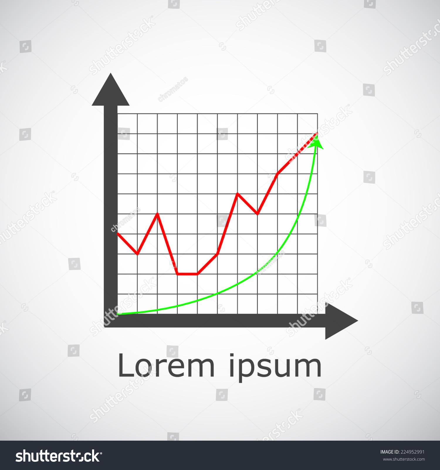 Vektor Stok Growth Chart On Grid Gradient Background (Tanpa Royalti ...