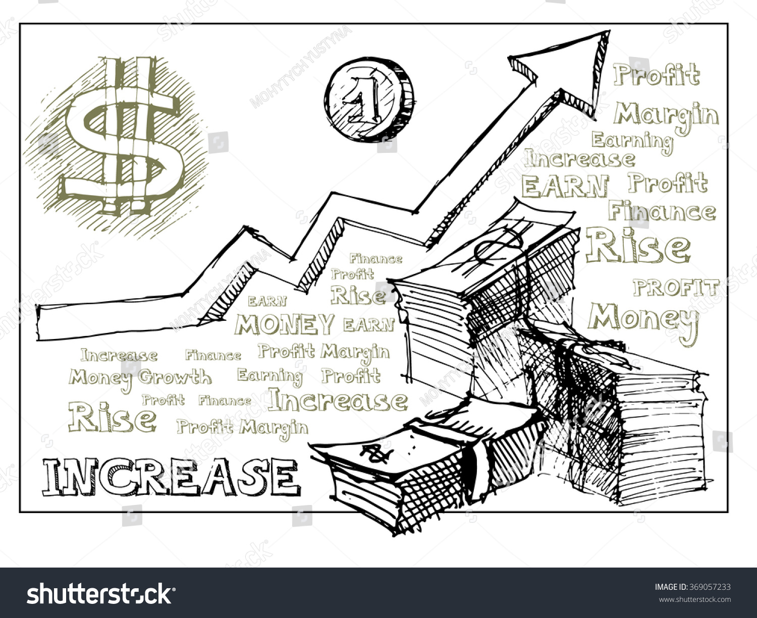 Growth Money Concept Vector Sketch Stock Vector (Royalty Free) 369057233