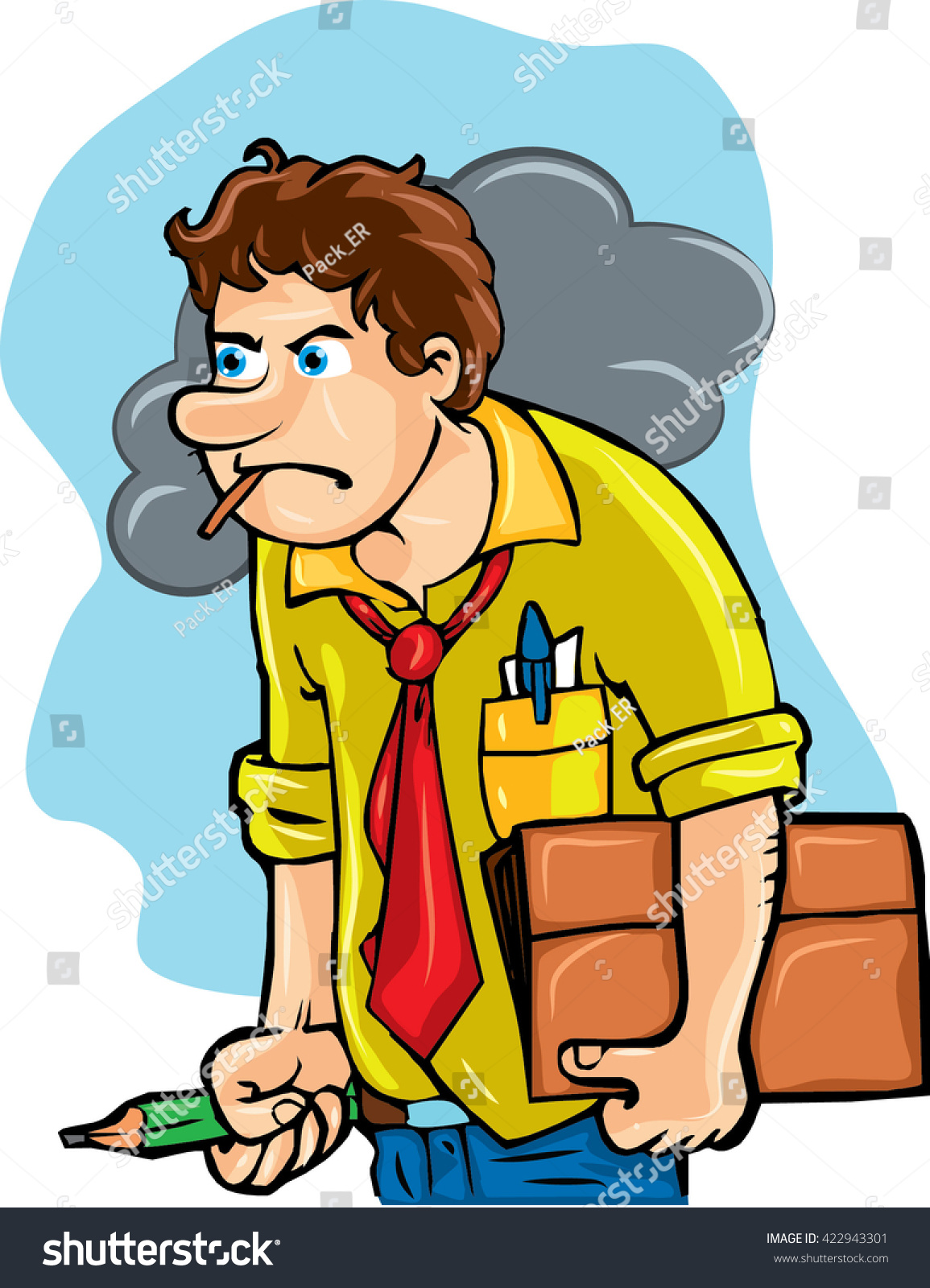 Grumpy Young Man Vector Clip Art Stock Vector (Royalty Free) 422943301