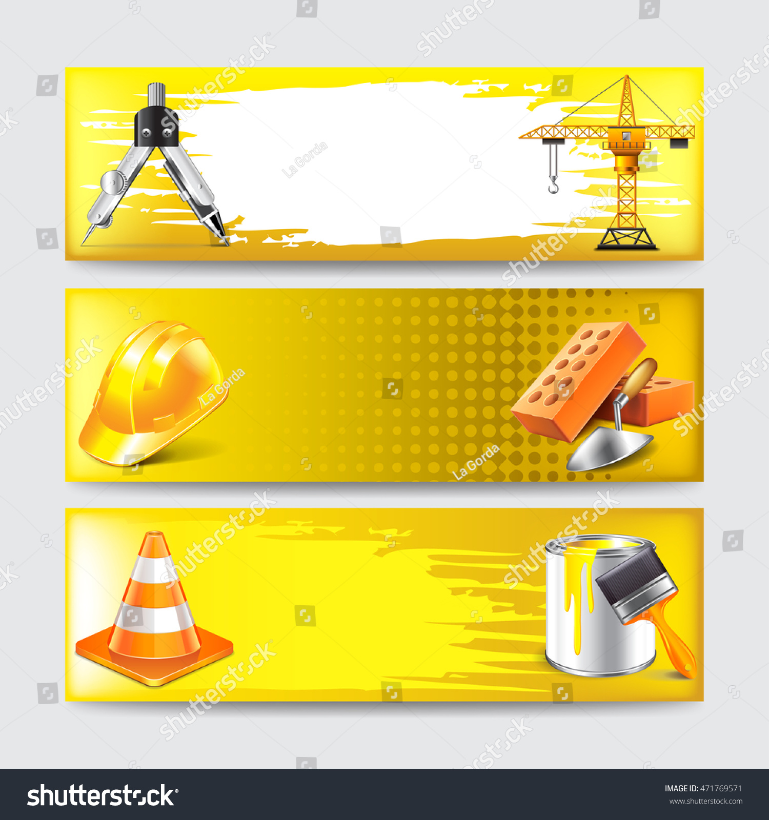 Grunge Banners Construction Objects Vector Banners Stock Vector ...