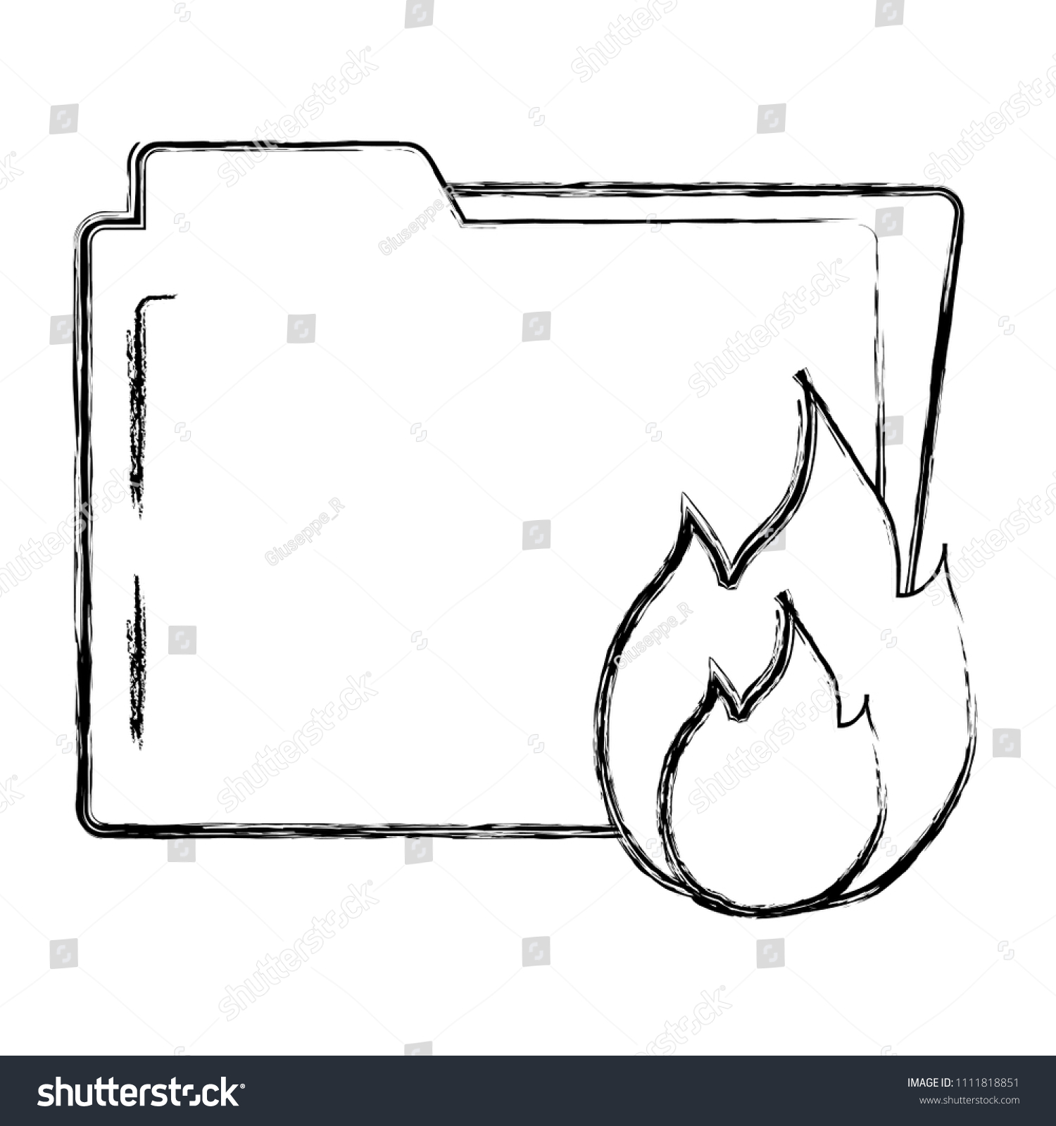 Grunge Folder File Caution Hot Fire Stock Vector (Royalty Free ...