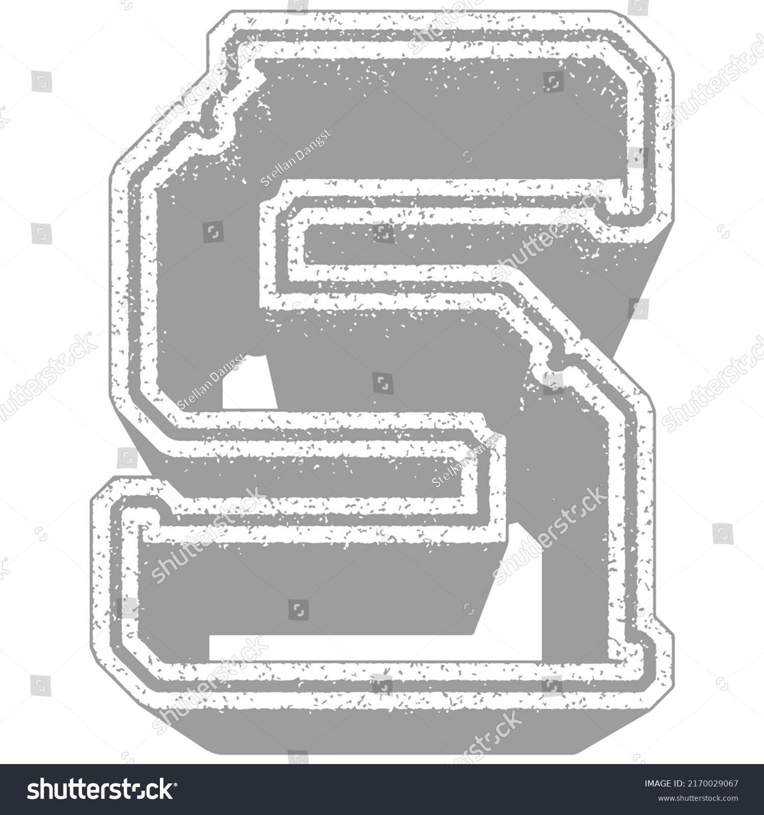 Grunge Font Vector Rough Number Stock Vector (Royalty Free) 2170029067 ...