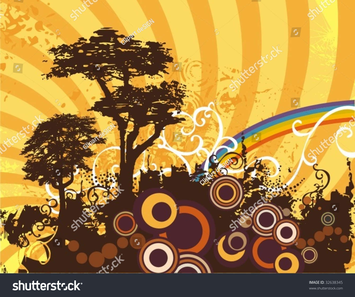 Grunge Landscape Background Vector Illustration Series Stock Vector ...