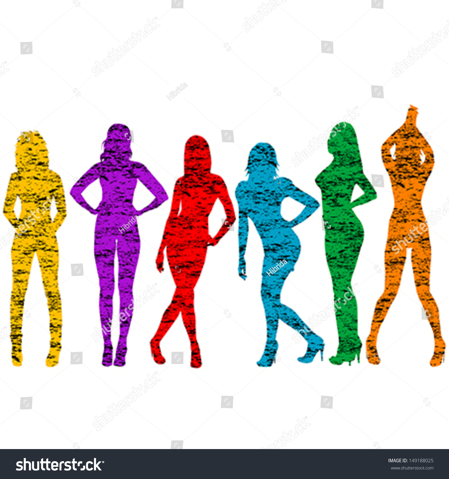 Grunge Naked Women Silhouettes Stock Vector Royalty Free 149188025