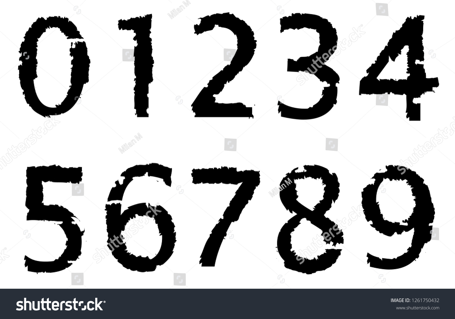 Grunge Numbers Set Stock Vector (Royalty Free) 1261750432