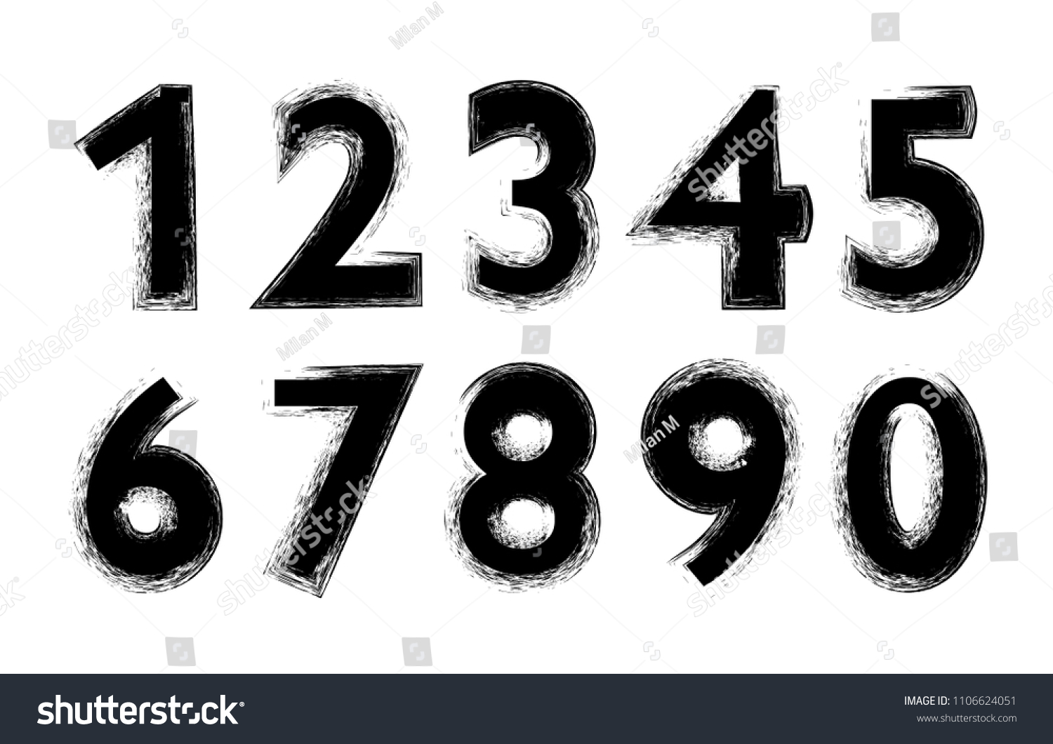 Grunge Numbers Setdistressed Numbersvector Stock Vector (Royalty Free ...