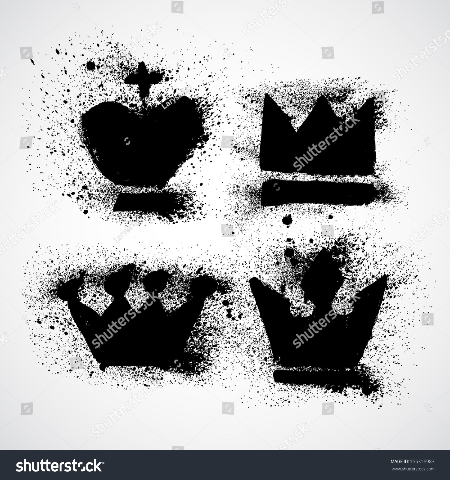 Grunge Royal Crowns Vector Set Splashes Stock Vector (Royalty Free ...
