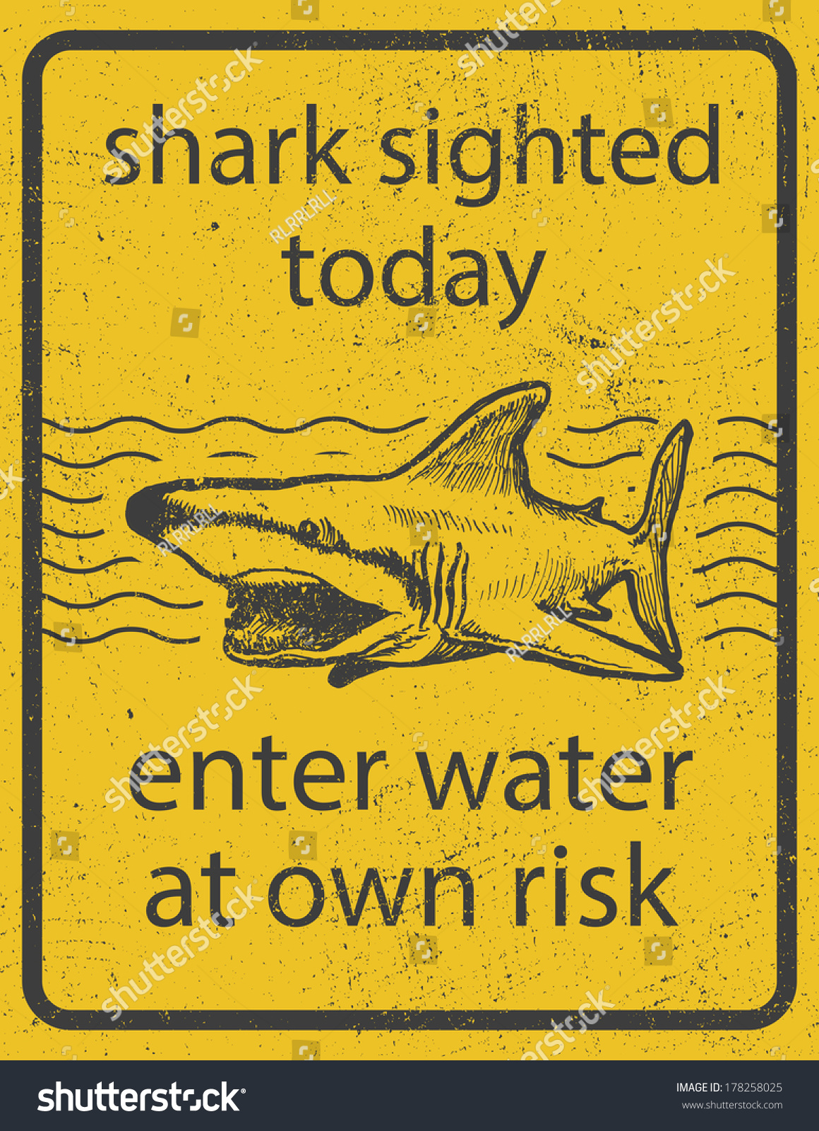 Grunge Shark Attack Warning Sign Vector Stock Vector (Royalty Free ...