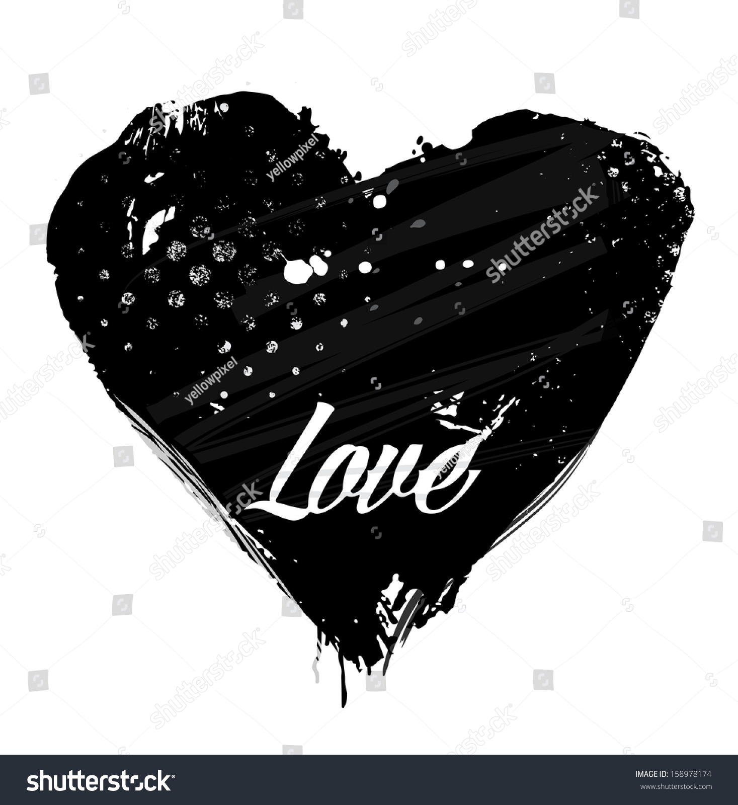Grunge Vector Heart Ink Splatter Stock Vector (Royalty Free) 158978174