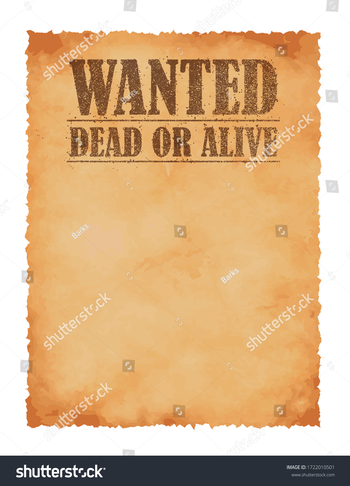 Grunged Wanted Paper Template Vector Illustration Stock Vector (Royalty ...