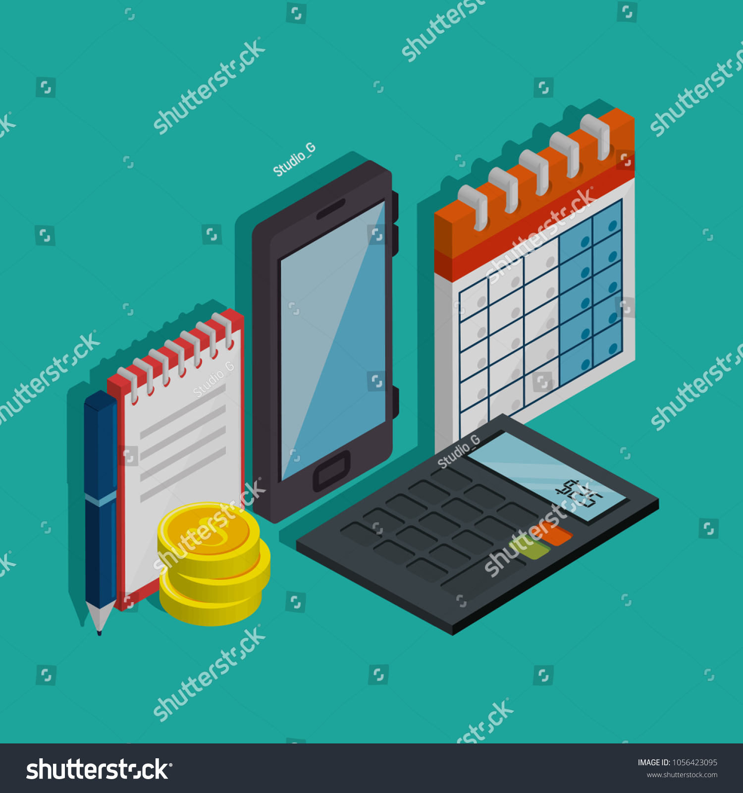 Gst Time Set Elements Icons Stock Vector (Royalty Free) 1056423095