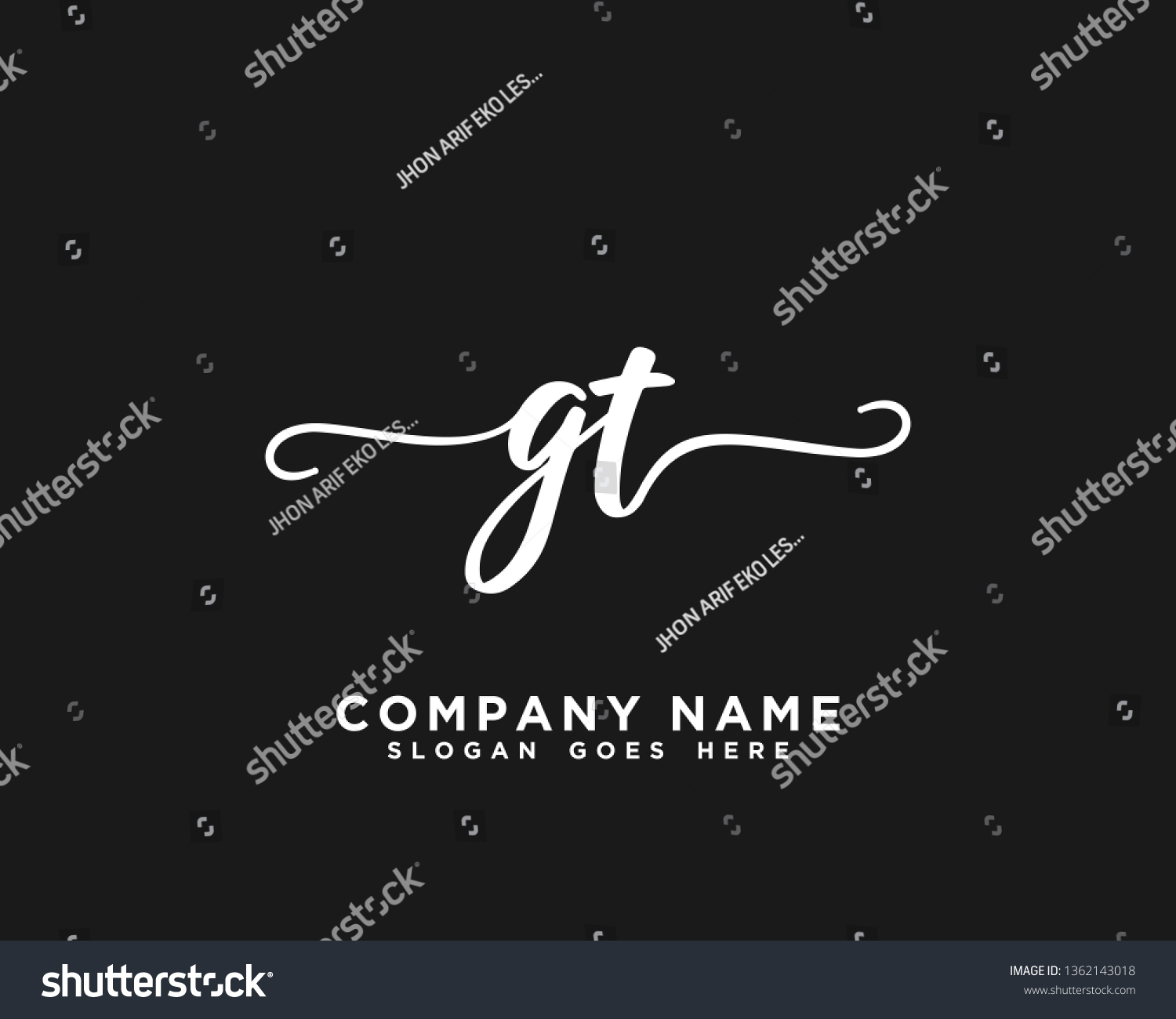 Gt Initial Handwriting Logo Vector Stock Vector (Royalty Free) 1362143018