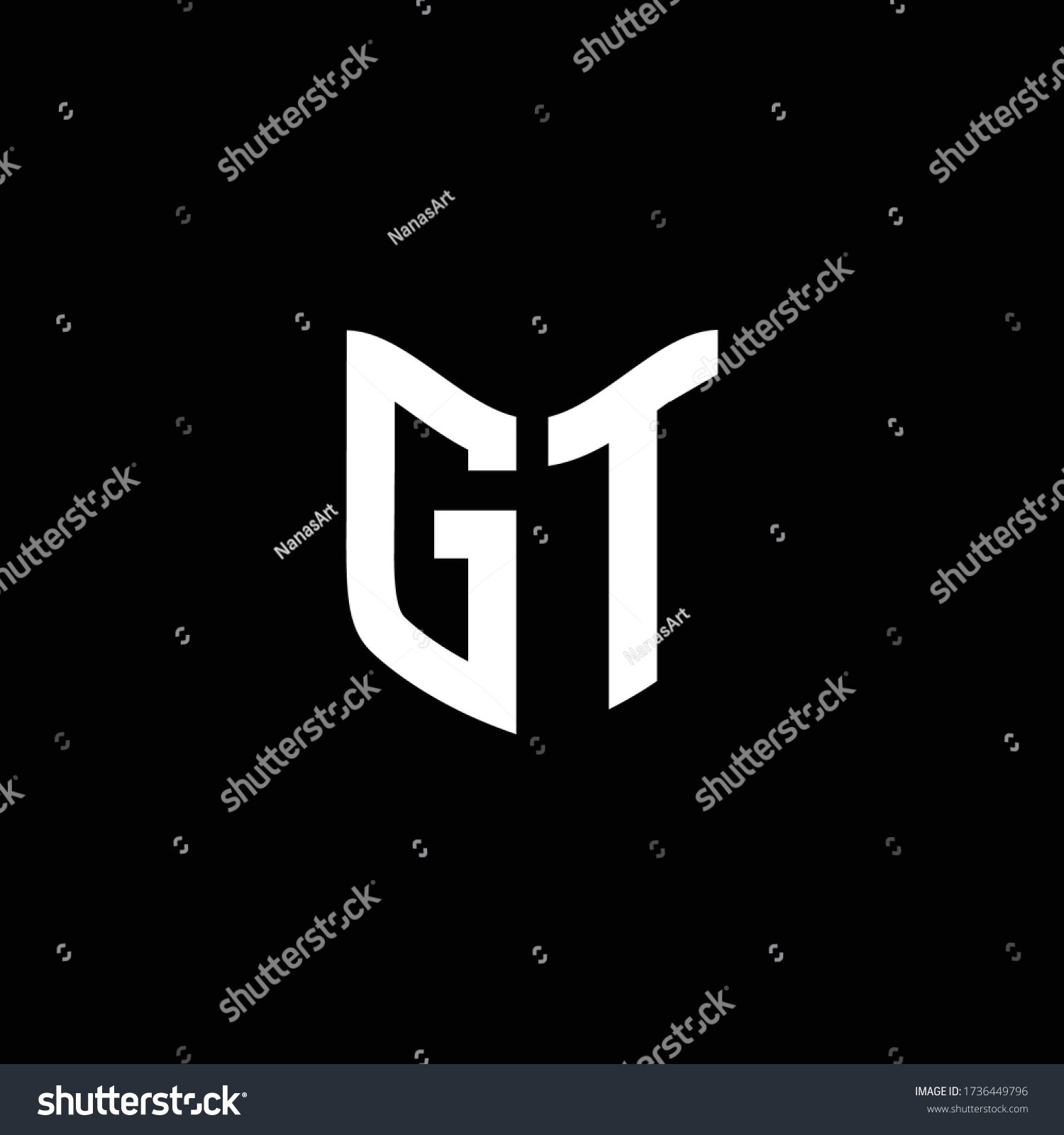 Gt Logo Monogram Shield Shape Design Stock Vector (Royalty Free ...