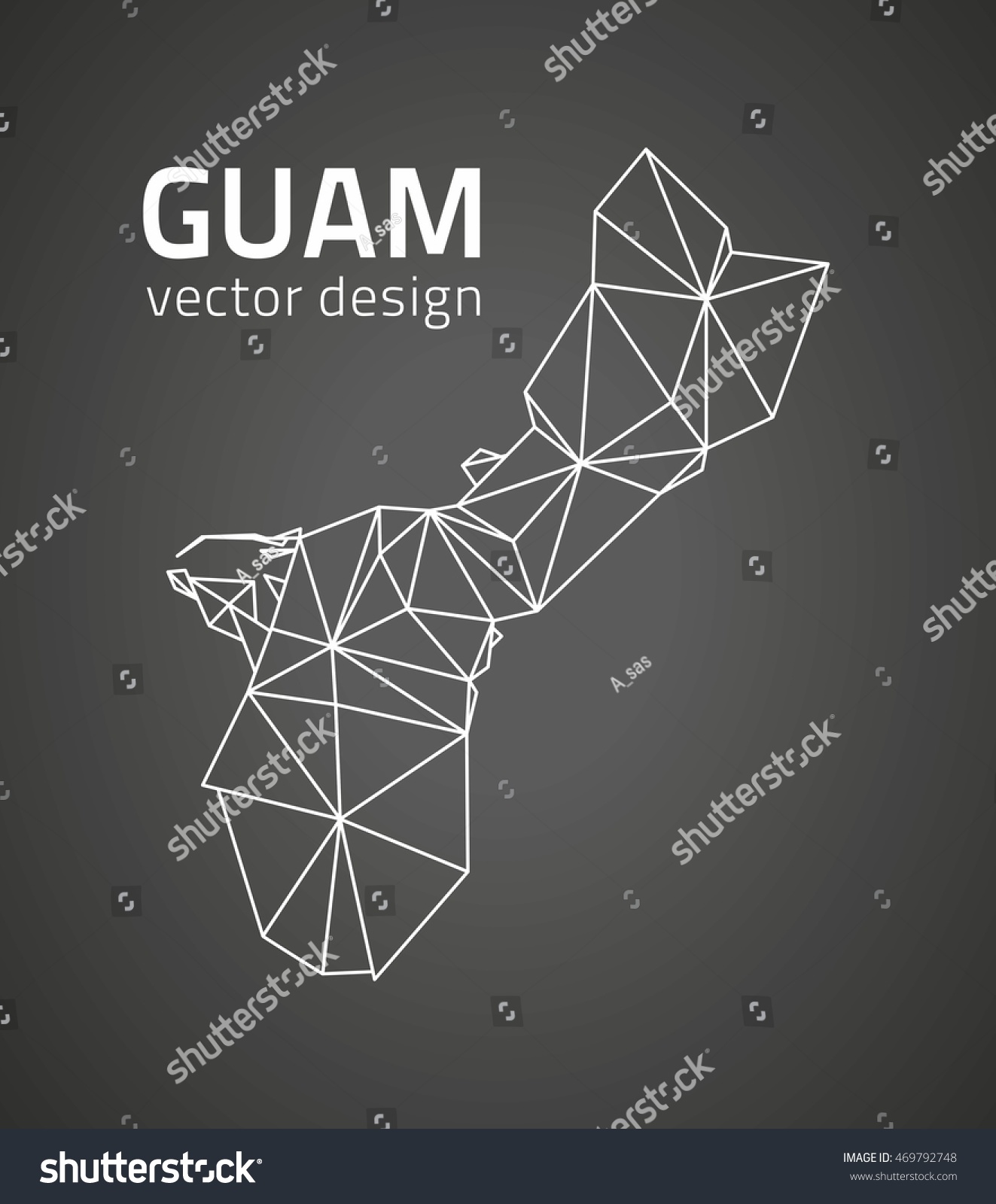 Guam Black Perspective Contour Vector Map: เวกเตอร์สต็อก (ปลอดค่า ...