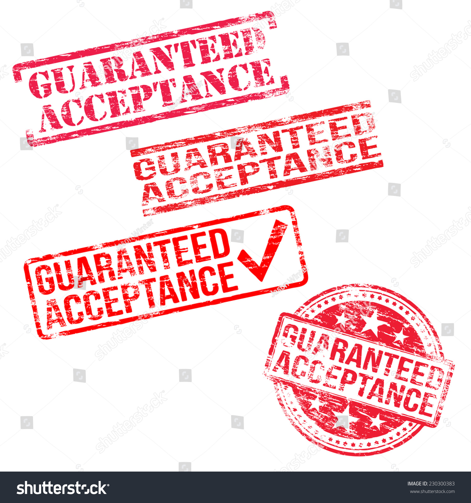 Guaranteed Acceptance Stamps Different Shape Vector Stock Vector ...