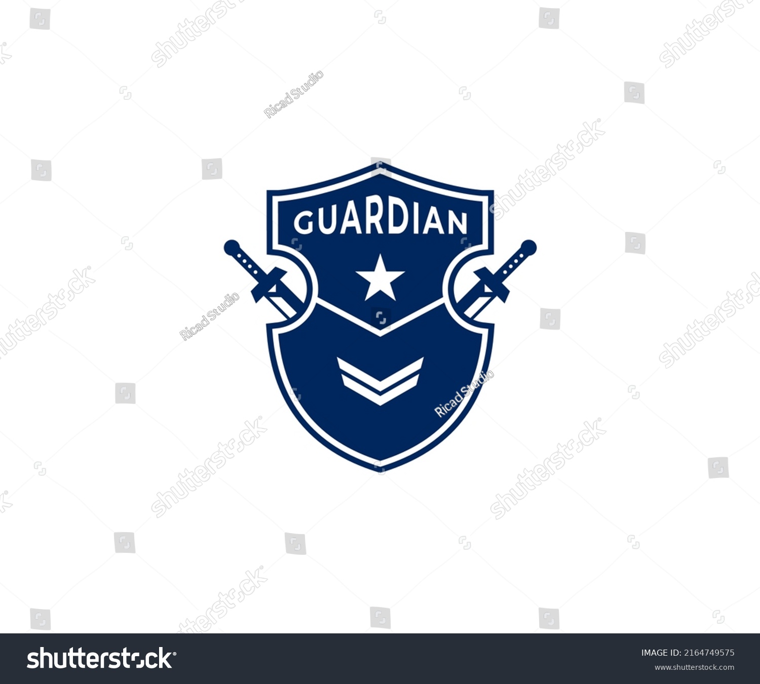 Guardian Two Sword Logo Shield Emblem Stock Vector (Royalty Free ...
