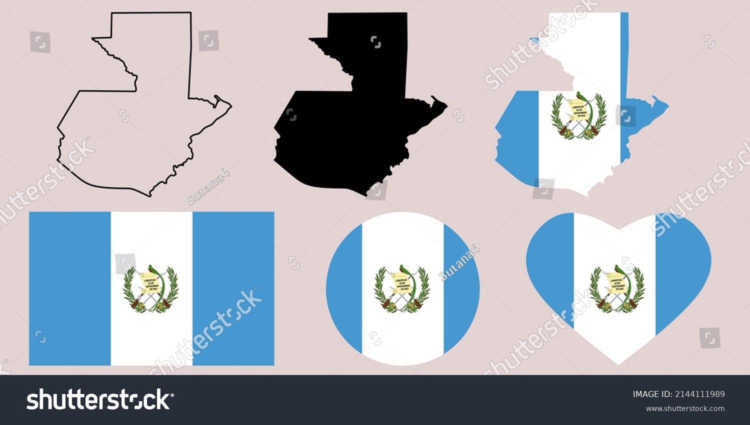Guatemala Map Flag Icon Set Stock Vector (Royalty Free) 2144111989 ...