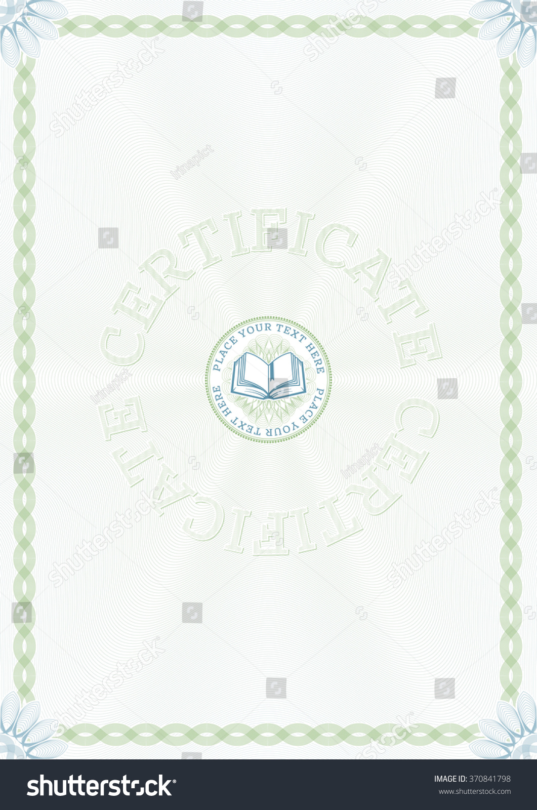 Guilloche Certificate Template Stock Vector (Royalty Free) 370841798 ...