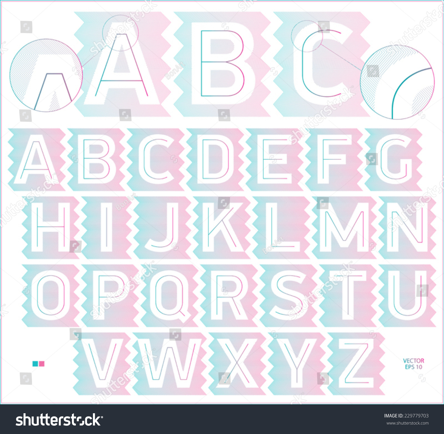 Guilloche Type Font Zigzag Lines Vector Stock Vector (Royalty Free ...