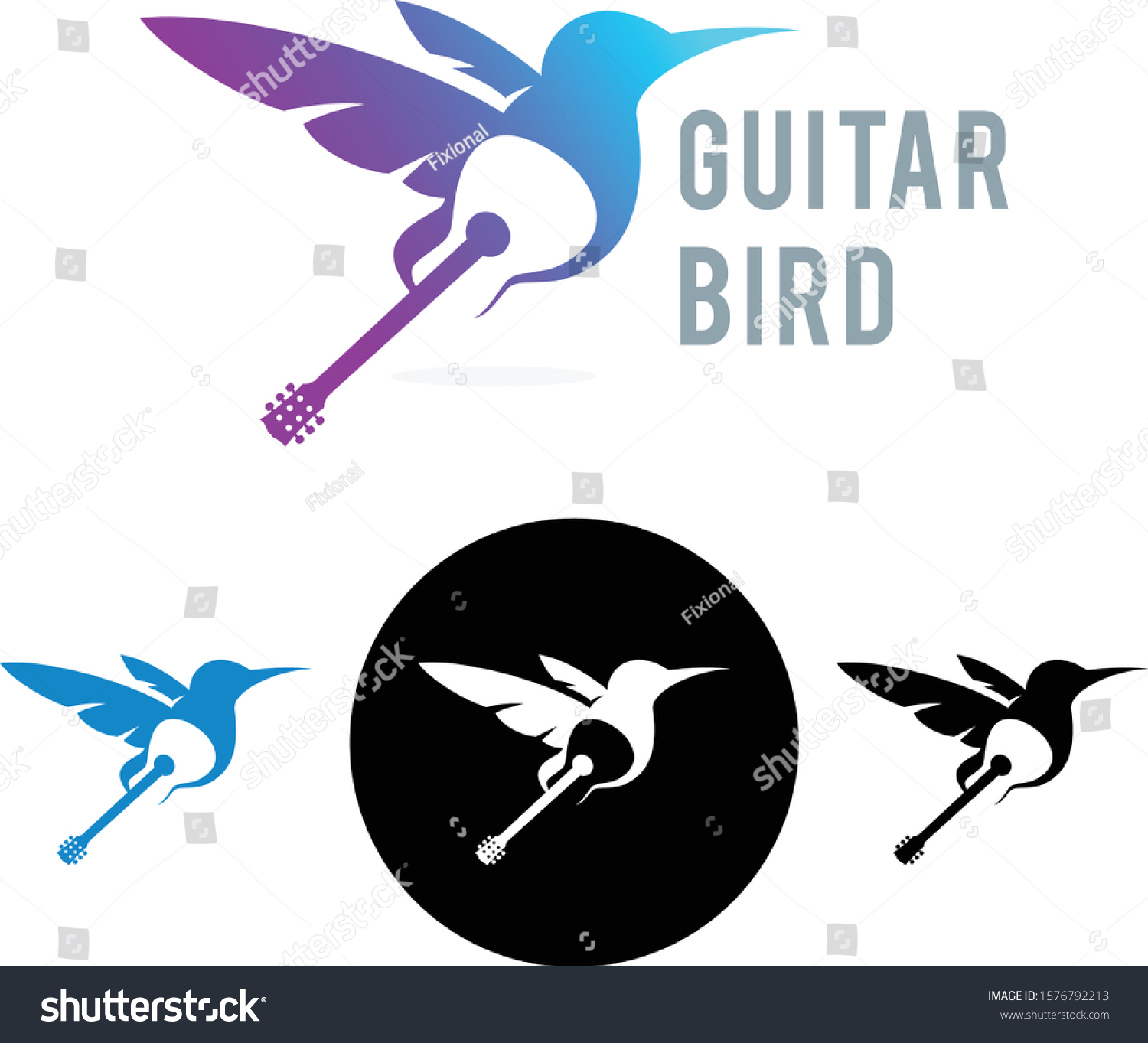 Guitar Bird Logo Icon Vector Stock Vector (Royalty Free) 1576792213