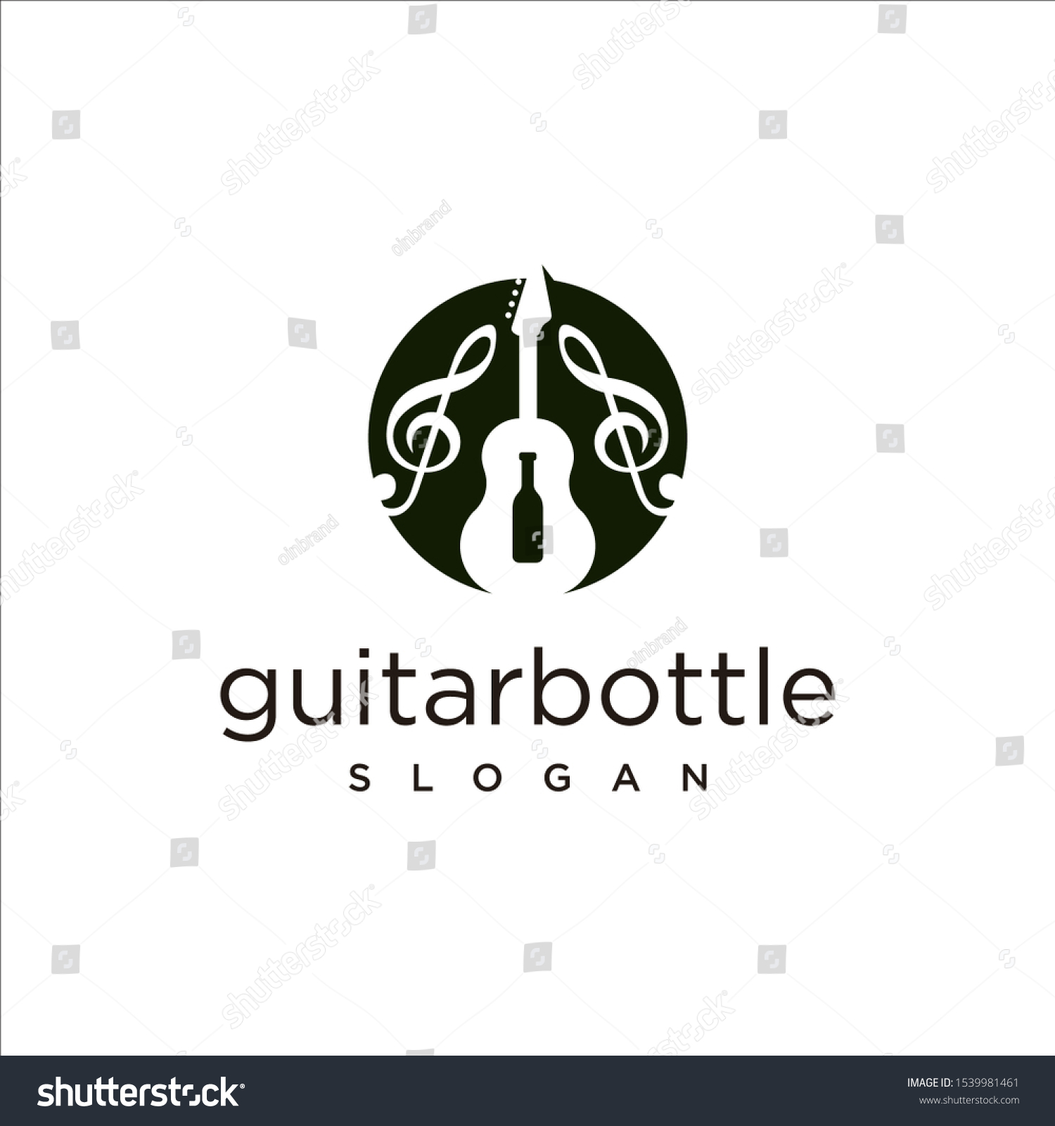 Guitar Bottle Logo Design Vector Stock Vector (Royalty Free) 1539981461