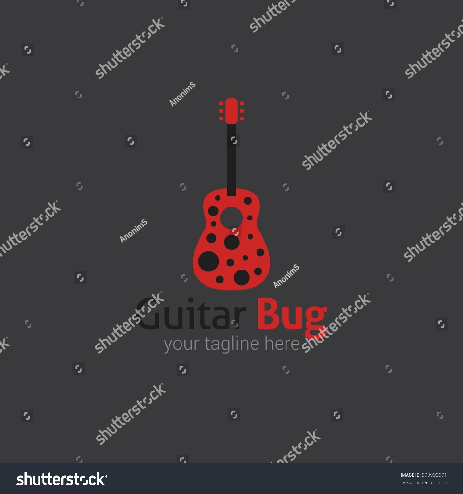 Guitar Bug Logo Design Template Flat Stock Vector (Royalty Free ...