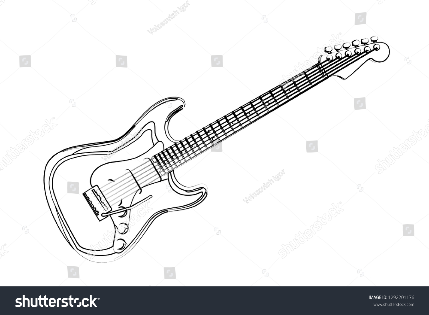 Stock vektor „Guitar Contour Vector Illustration“ (bez autorských ...