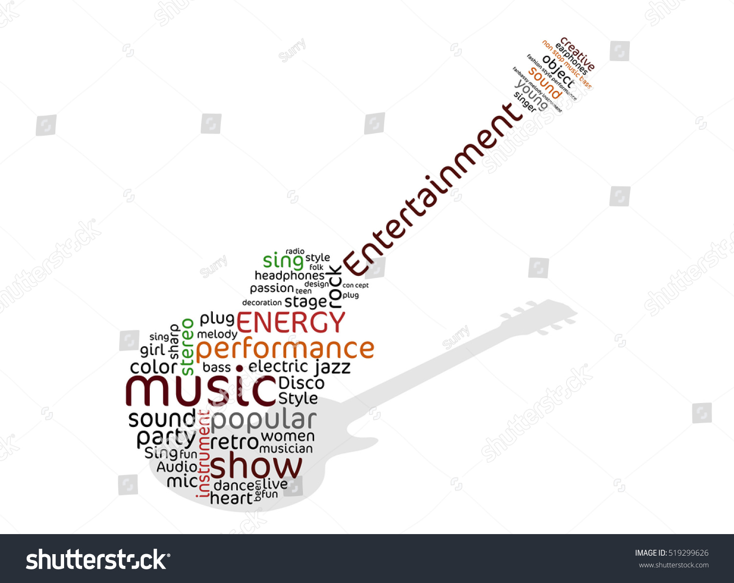 Guitar Music Word Cloud Sharp Design Stock Vector (Royalty Free ...