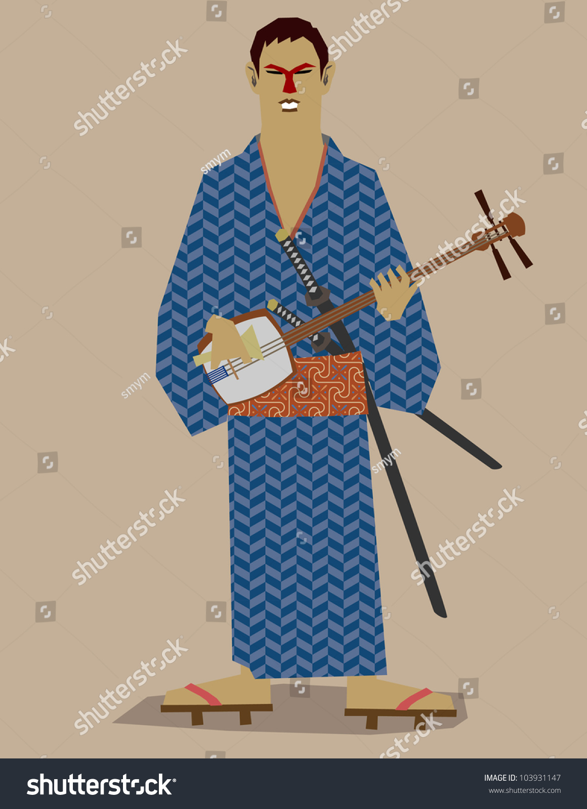Guitar Samurai Stock Vector (Royalty Free) 103931147