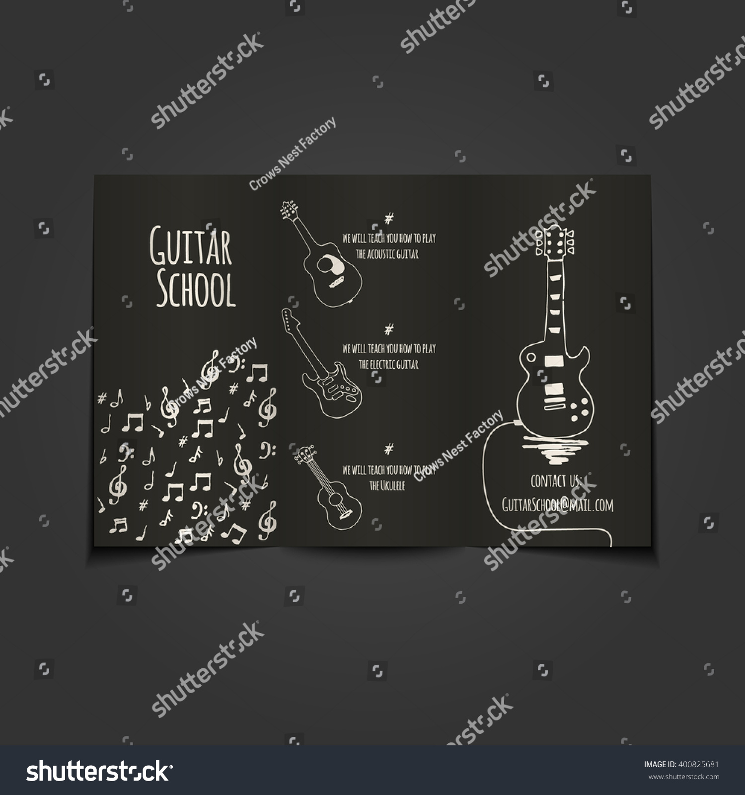 Guitar School Flyer Stock Vector (Royalty Free) 400825681