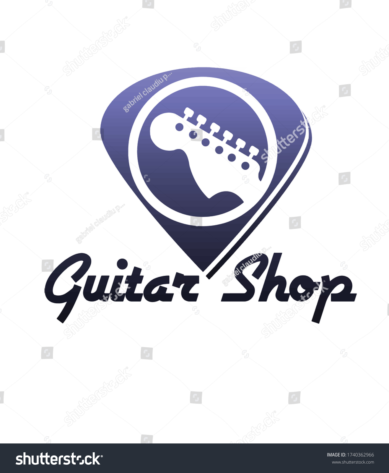 Guitar Shop Logo Design Vector Stock Vector (Royalty Free) 1740362966