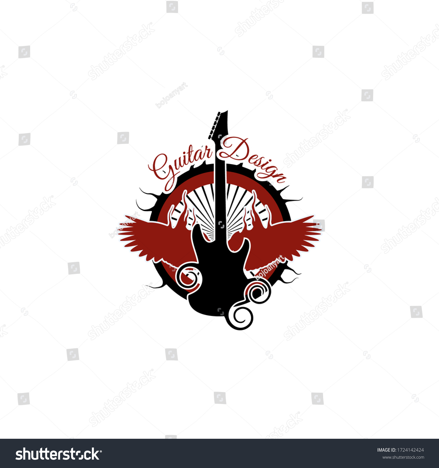 Guitar Wing Logo Design Concept Vector Stock Vector (Royalty Free ...