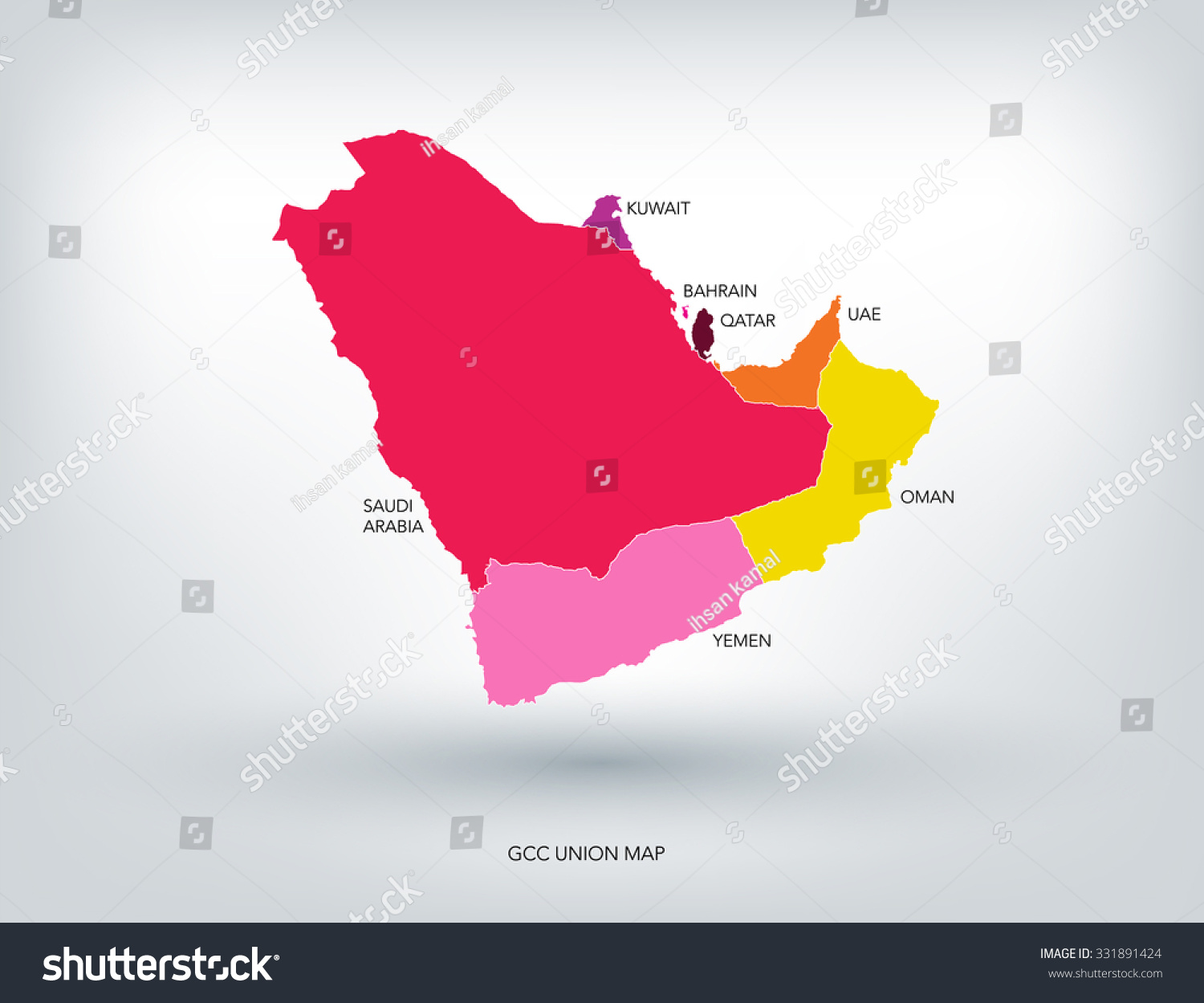 Gulf Countries New Colorful Map Vector Stock Vector (Royalty Free ...