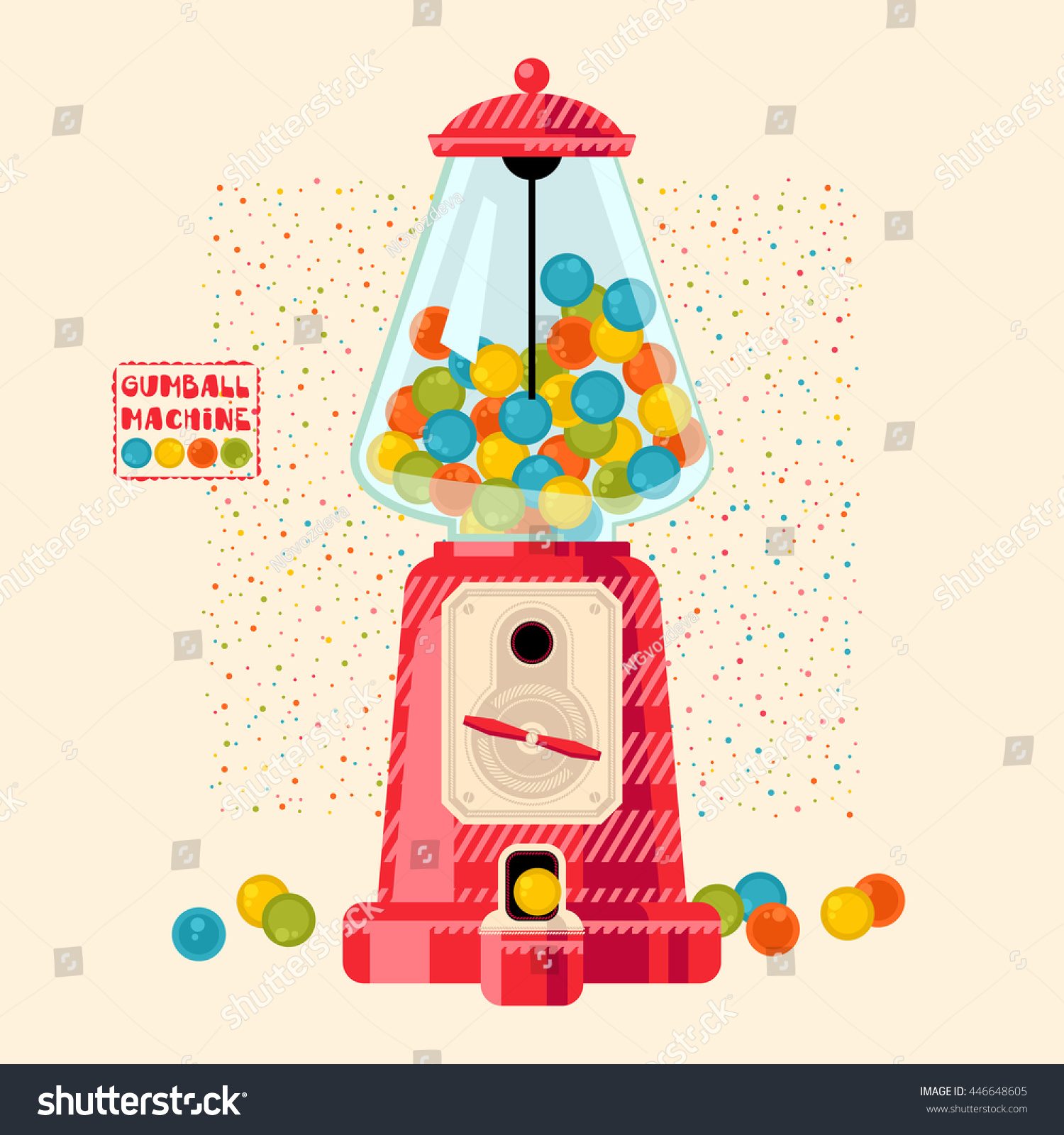 Gumball Machine Vector Illustration: เวกเตอร์สต็อก (ปลอดค่าลิขสิทธิ์ ...