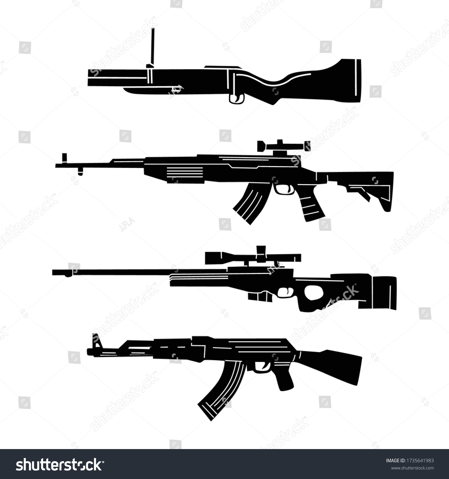 Gun Icon Weapon Set Vektor Stock Vector (Royalty Free) 1735641983 ...