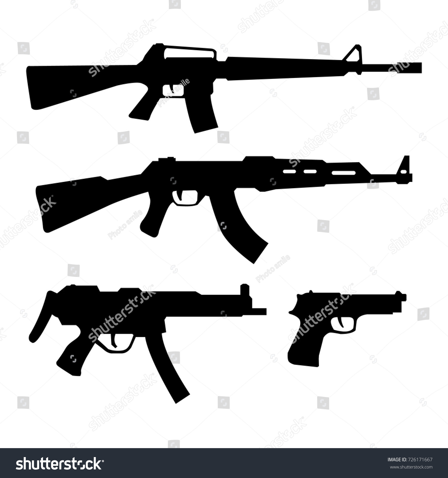 Gun Icon Weapon Silhouette Vector Stock Vector (Royalty Free) 726171667 ...