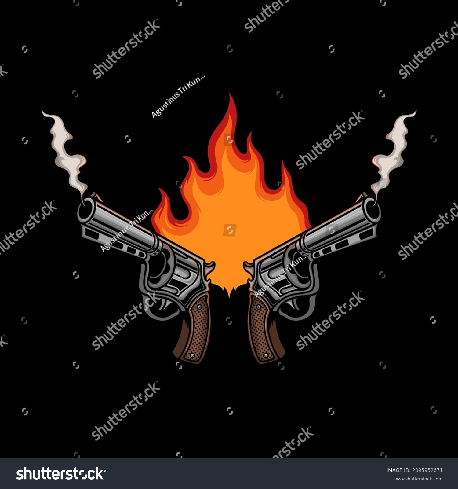Gun Fire Vector Illustration Stock Vector (Royalty Free) 2095952671