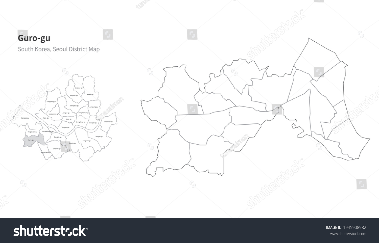Gurogu Map Seoul District Map Vector Stock Vector (Royalty Free ...