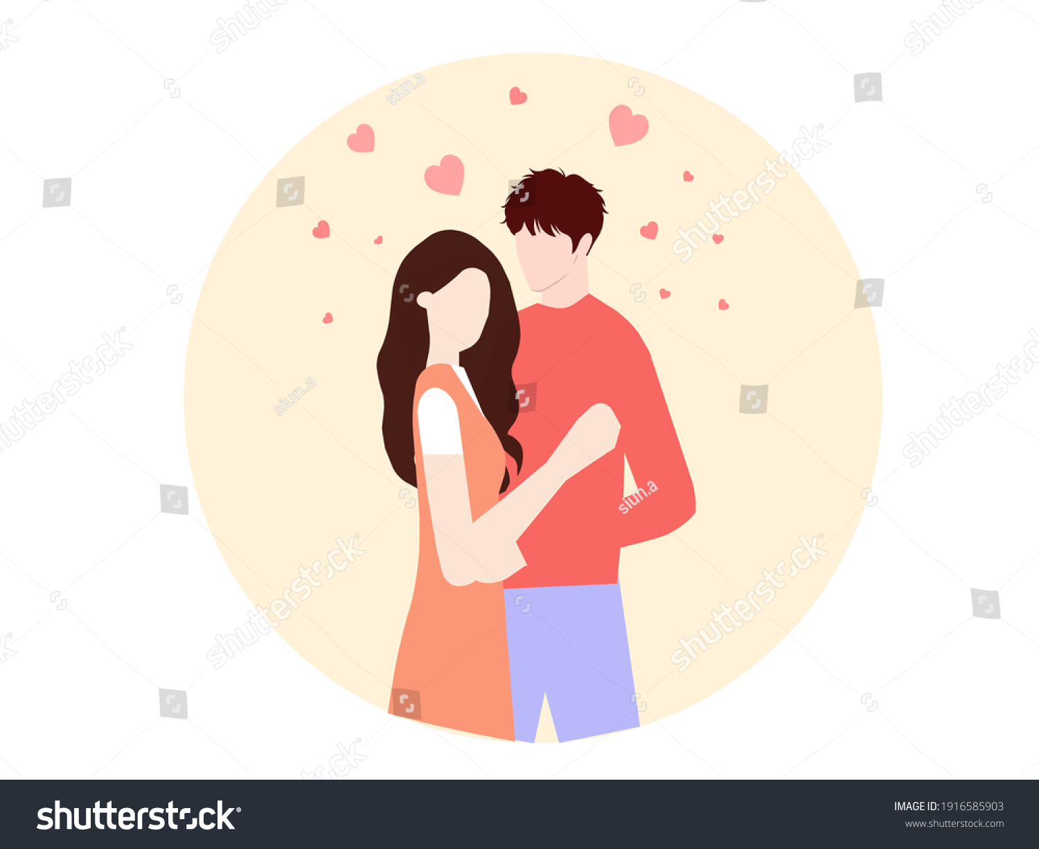 Guy Girl Cuddle Vector Chart Stock Vector (Royalty Free) 1916585903