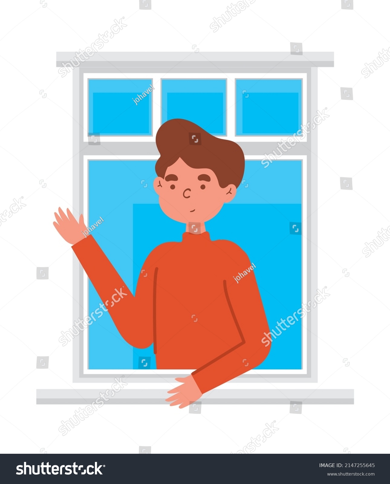 Guy Looking Out Window Cartoon Stock Vector (Royalty Free) 2147255645 ...