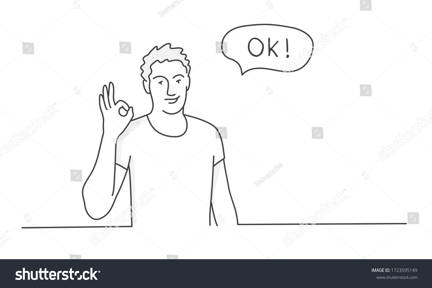 Guy Showing Okay Gesture Line Drawing Stock Vector (Royalty Free ...